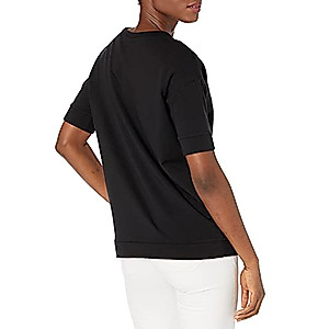 Daily Ritual Women's Terry Cotton and Modal Slouchy Short-Sleeve Sweatshirt, Black, Small