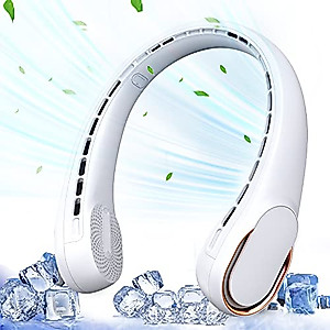 ASNUG Portable Neck Fan, Bladeless Neck Fan, USB Rechargeable Personal Fan, 4000 mAh Battery Operated Neck Fan, 3 Speeds Adjustable,Faster Cooling, Ultra Quiet, Suitable for Home, Office, Sports