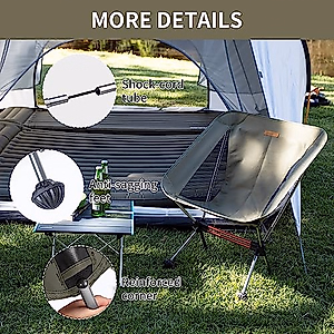 Naturehike YL08 Camping Chair, 1.93LBS Ultralight Portable Backpacking Chair with Storage Bag and Detachable Beach Feet, Compact Beach Chair for Camping Backpacking Hiking Fishing Picnic