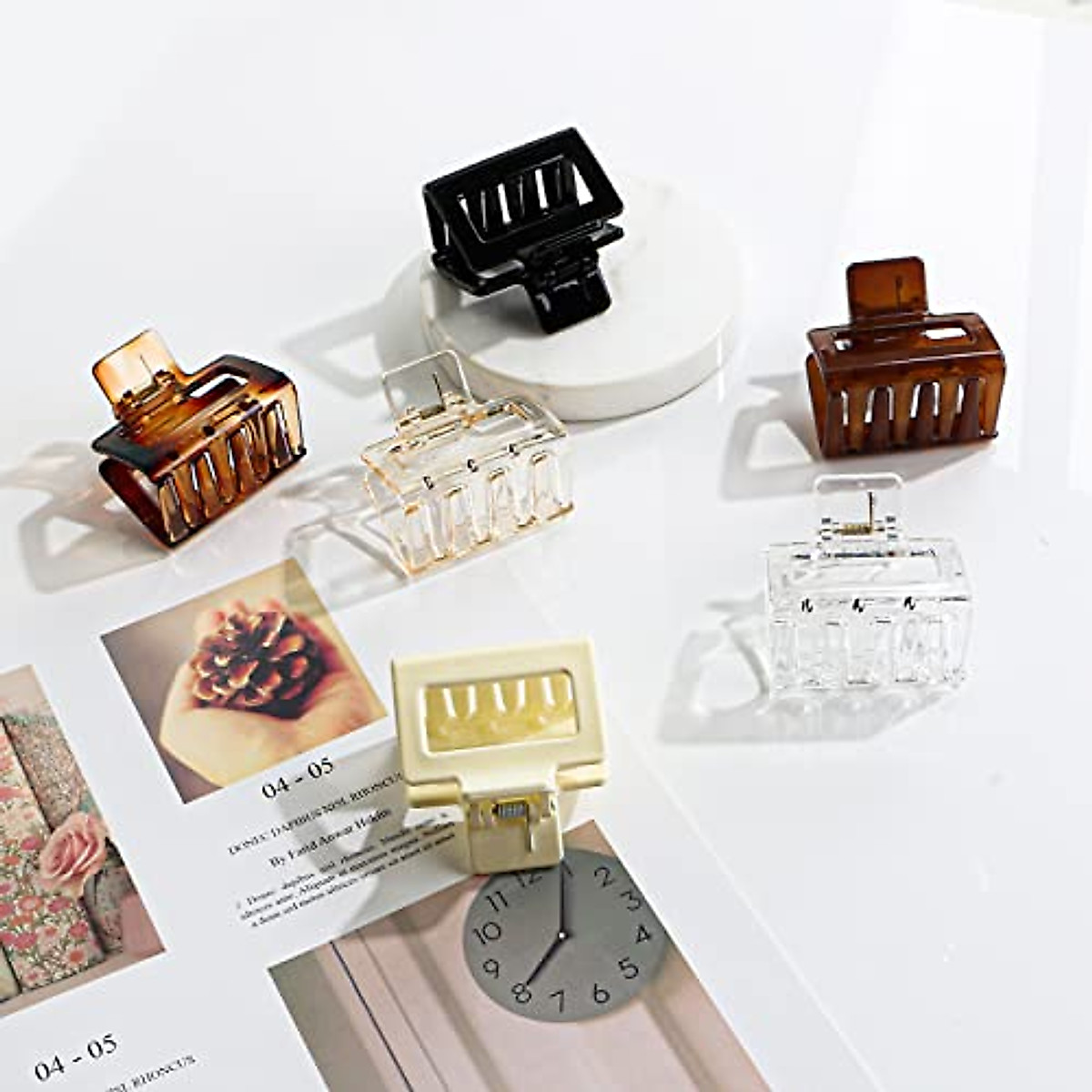 6 PCS Claw Hair Clips, Small Claw Clips for Women Girls, Rectangle Tiny Hair Jaw Clips, Non-slip Matte Claw Clamps Barrettes for Thin/Thick Medium Hair