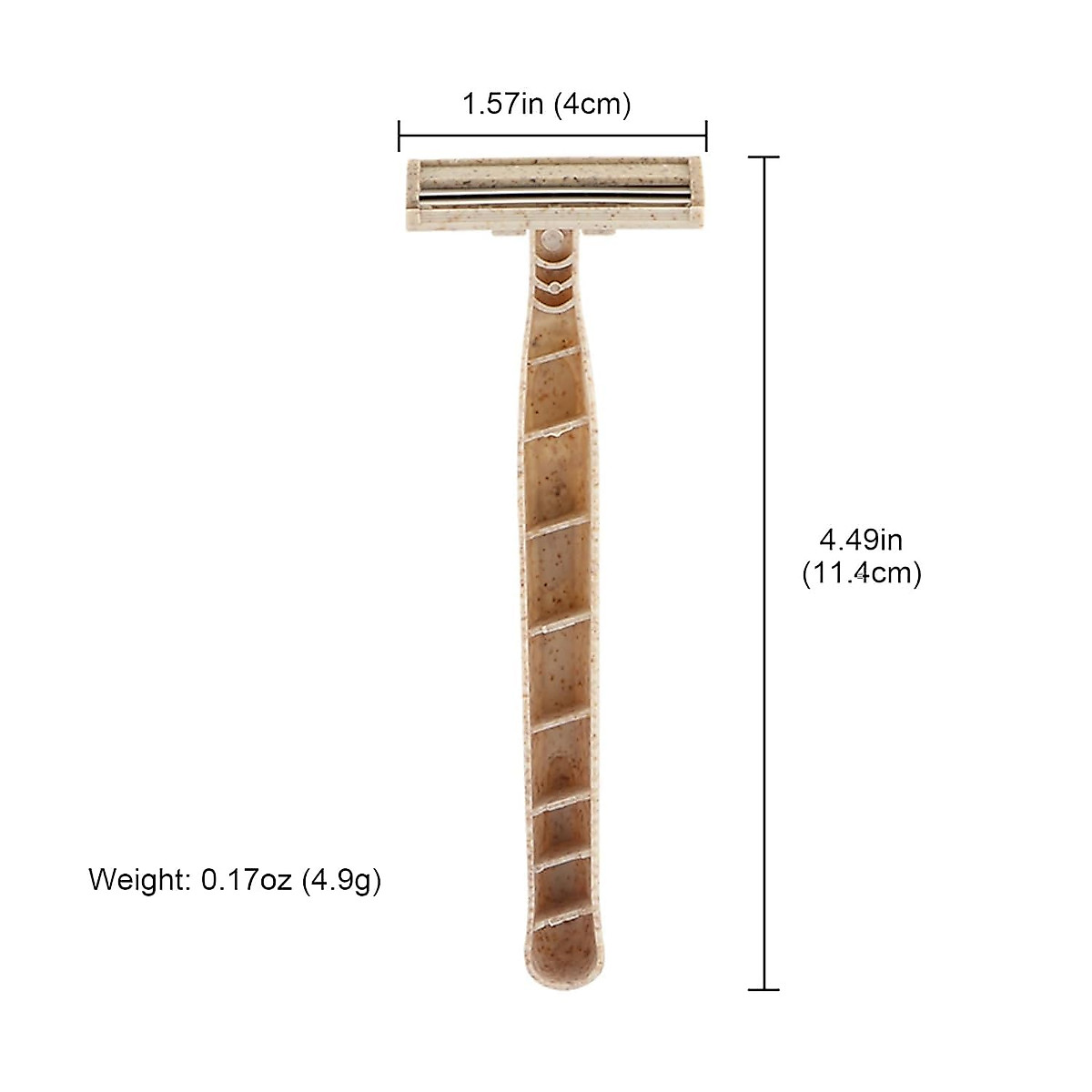 Eco-Friendly Razor | Disposable | Recycled Material | Men & Women Shaving Razor | Twin Blade | Biodegradable Wheat Straw, 50 Count (Pack of 1)