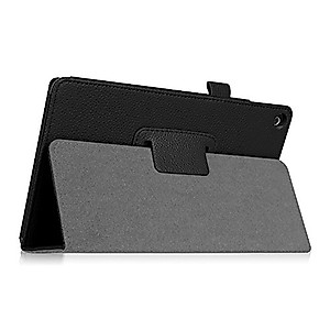 Fintie Folio Case for Amazon Fire HD 8 Tablet (7th/8th Generation, 2017/2018 Release) - Slim Fit Premium Vegan Leather Standing Protective Cover, Black