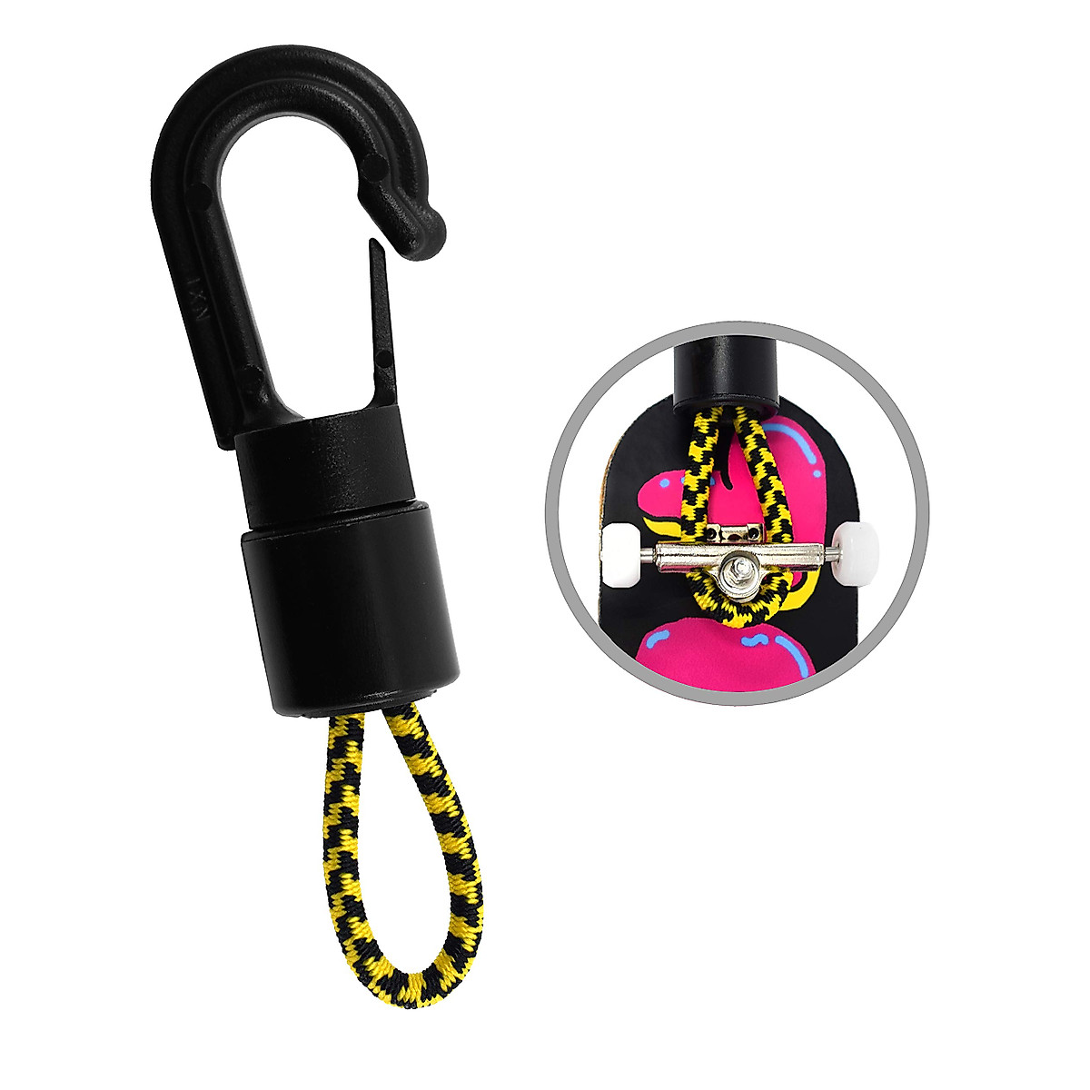 Teak Tuning Premium Complete Carrier, Zebra Colorway - Fingerboard Hook Key Chain, Stretchy Nylon - Made In the USA