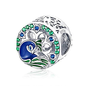 ABAOLALA Peacock Charm 925 Sterling Silver Bird Peacock Charm Birds Charms fit Many Other European Charm Bracelet (Peacock)