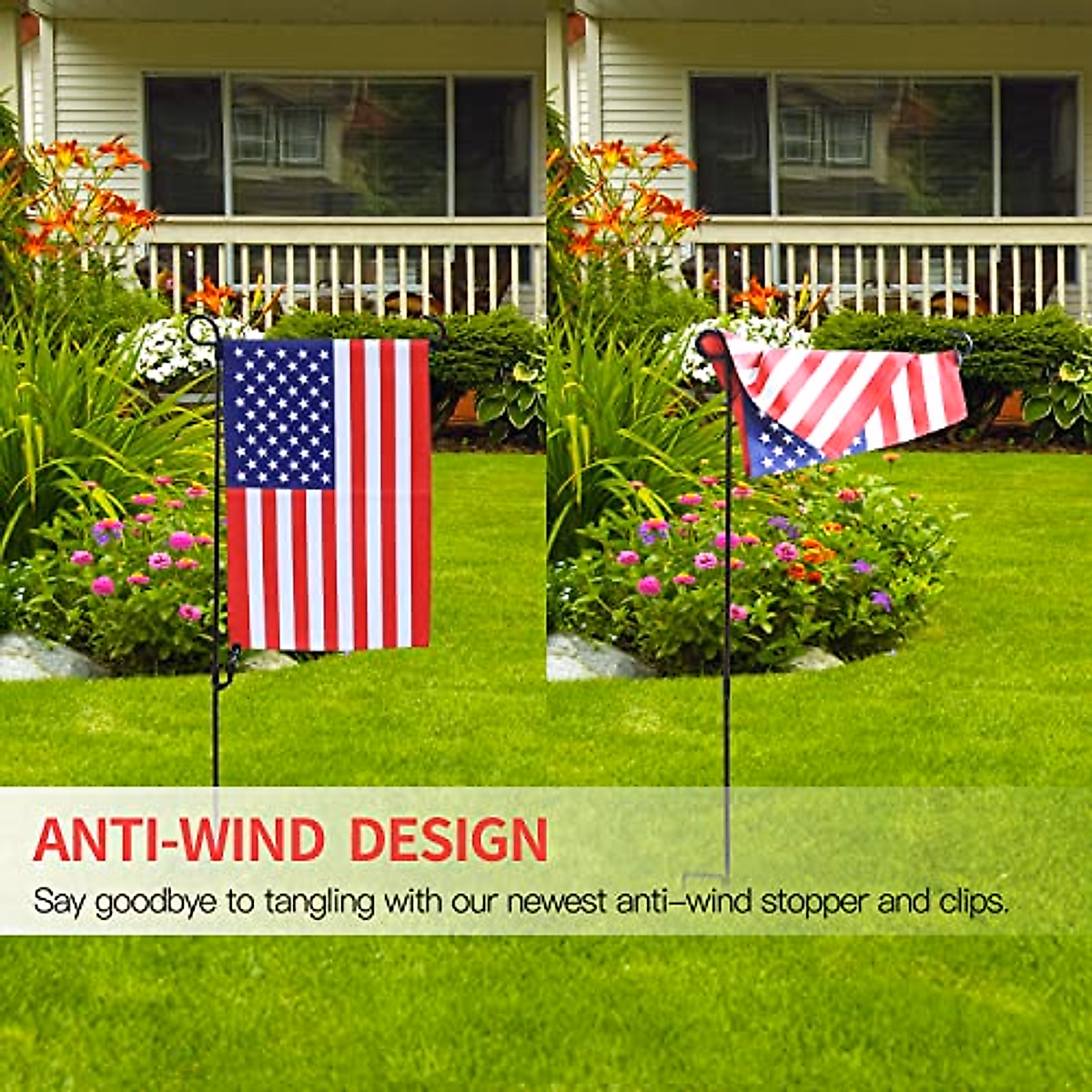 Anley Upgraded Garden Flag Plastic Stopper Stops and Anti-Wind Alligator Clips - Durable & Weather Resistance for 5 Garden Flag Poles Stands - 10 Pieces Set