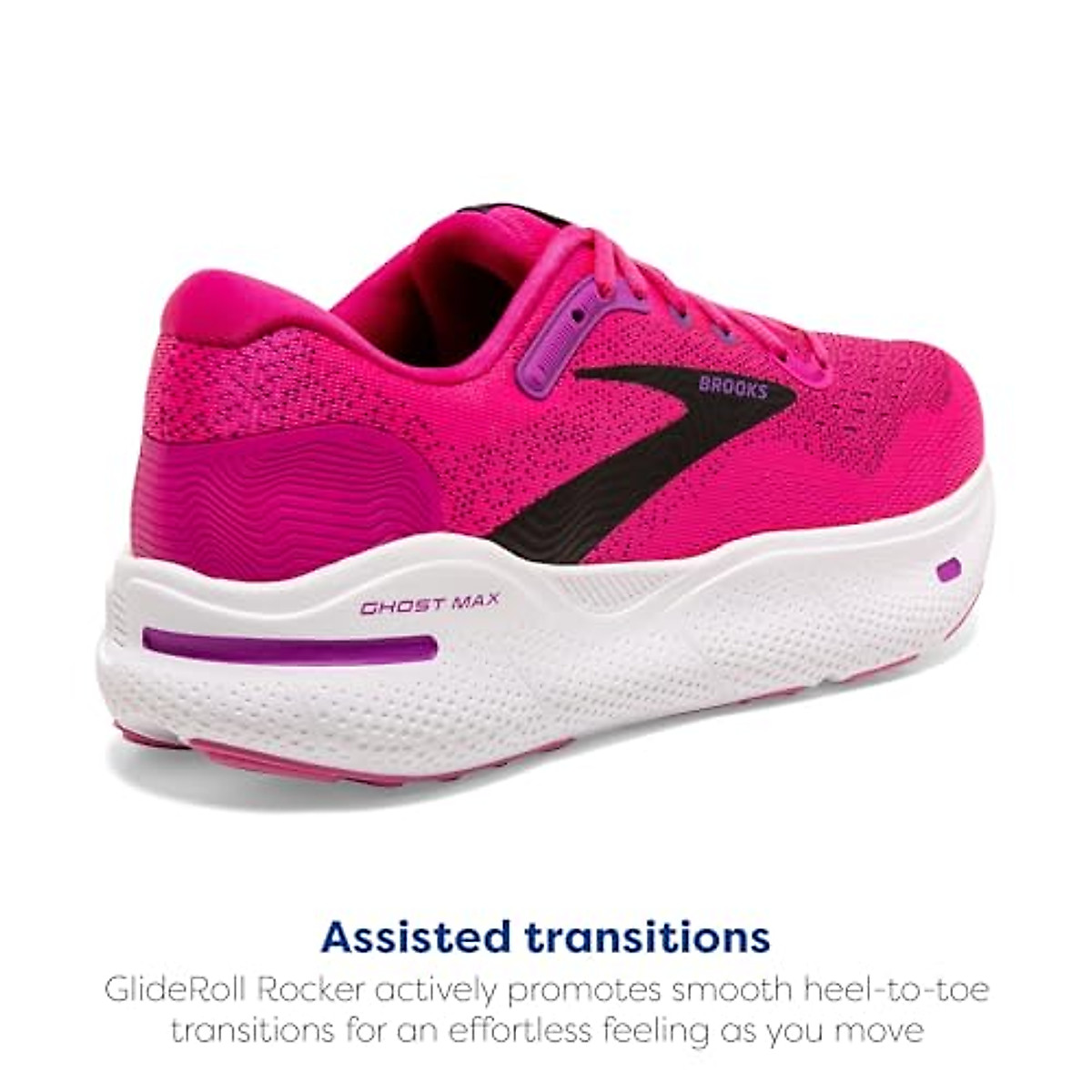 Brooks Women’s Ghost Max Cushion Neutral Running & Walking Shoe - Pink Glo/Purple/Black - 7.5 Medium