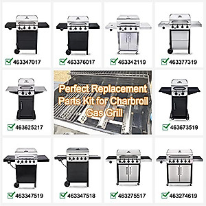 Grill Replacement Parts for Charbroil Performance 475 4 Burner 463347017 463361017 463673017 463342119 463376018P2 G470-0004-w1, Stainless Steel Heat Plate Tend Shield, Grill Burner, Crossover Tubes