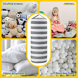 LAHAQIQI Stuffed Animal Storage Bean Bag Cover for Kids Plush Toys Organizer Bags for Boys and Girls A Full-length Zipper Cylinder Room Furniture Decor - Organize, Sit, Play & Box