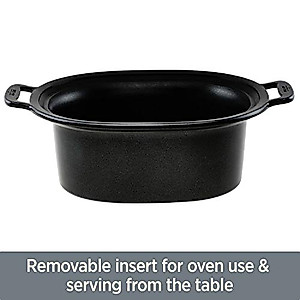 All-Clad SD700450 Programmable Oval-Shaped Slow Cooker with Black Ceramic Insert and Glass Lid, 6.5-Quart, Silver