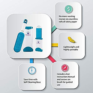 Pet Hair Remover Brush - Dog Hair Remover for Clothes - lint Brush pet Hair Remover - Reusable Fur Remover for Furniture and Clothing - Light pet Dander Remover with self Cleaning Base