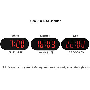 FAMICOZY Simple Easy to Use Digital Alarm Clock,Small Compact,Auto Dim at Night and 6 Manual Brightness adjustments,Mains Powered,Crescendo Alarm with Snooze,12/24hr,Black