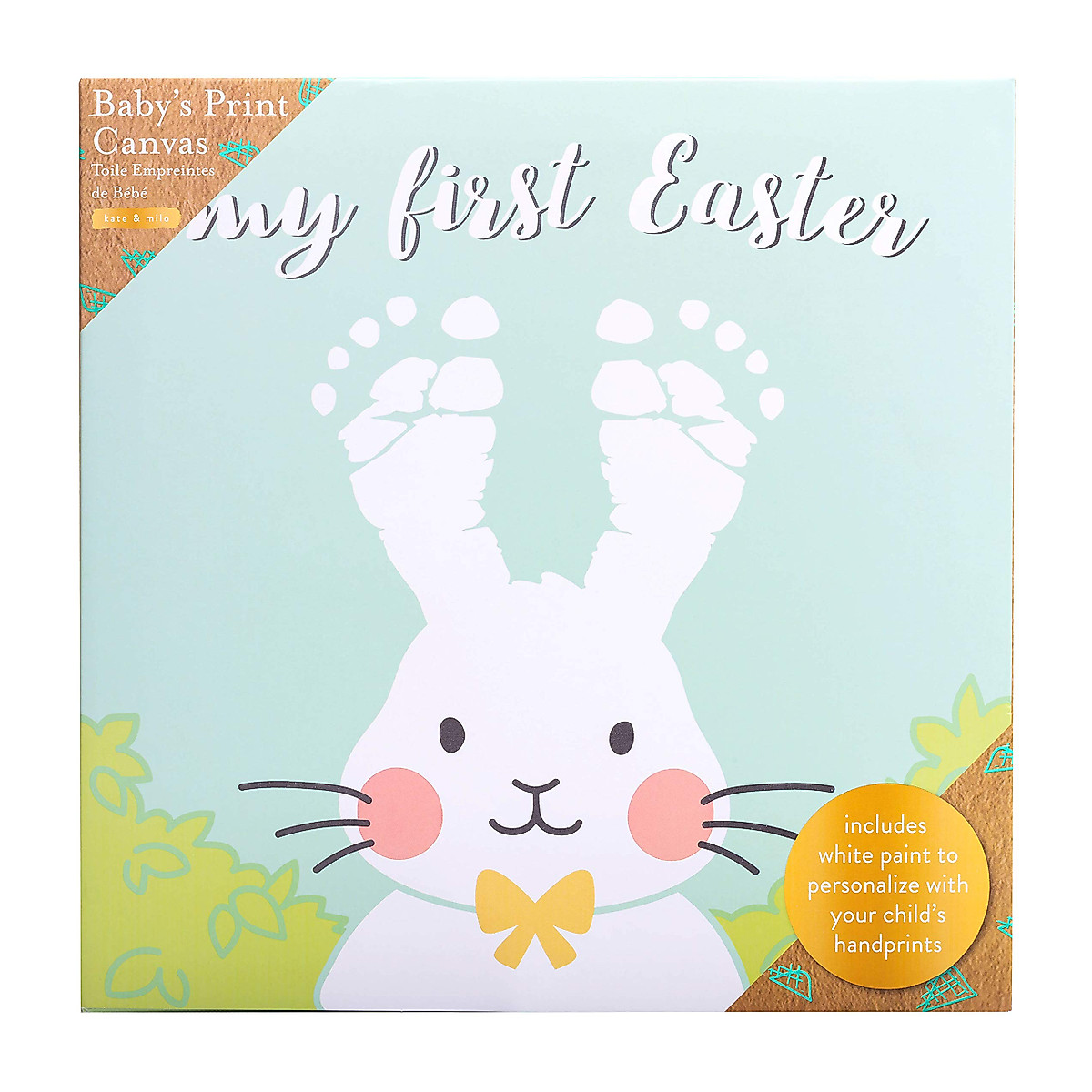 Kate & Milo My First Easter Canvas and Paint Kit, Baby Hand and Footprints, Easter Bunny Craft