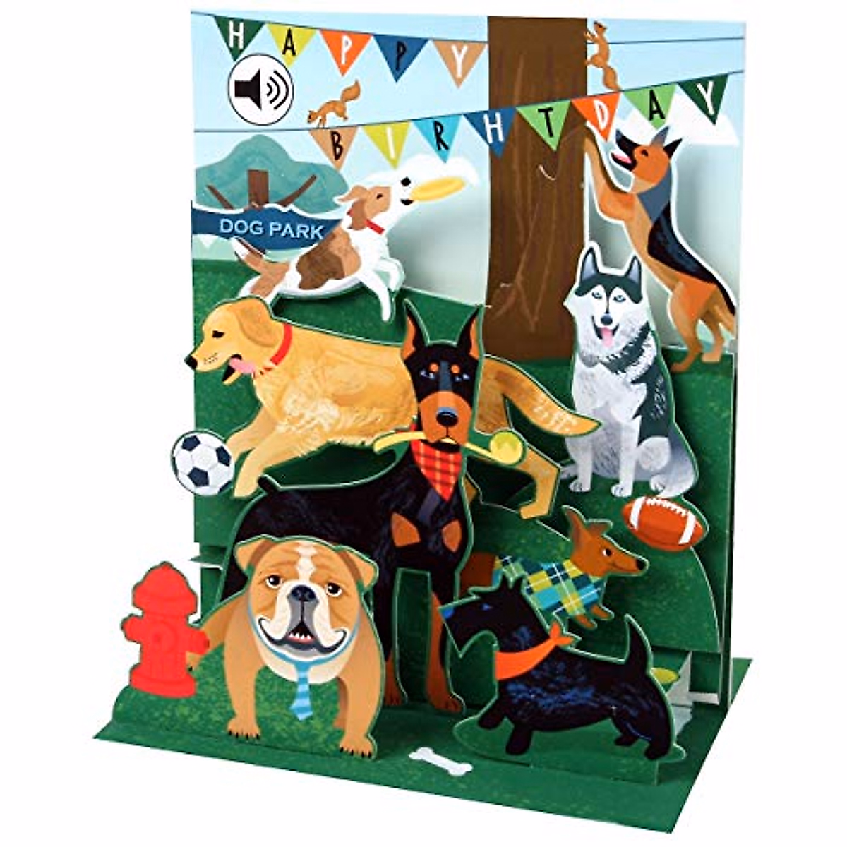 Up With Paper Pop-Up Sight 'N Sound Greeting Card - Dogs