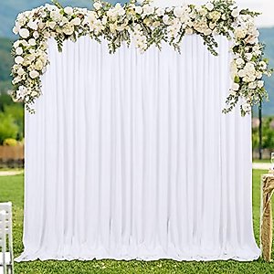 White Polyester Background Drapes 10ft x 8ft Photography Backdrop Curtain Outdoor Wedding Backdrop Panels