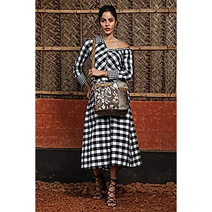 Myra Bag Linaria Upcycled Canvas & Cowhide Shoulder Bag S-1505