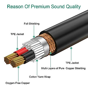 JOMLEY 1/8 Stereo to Dual 1/4 Mono Cable, 3.5mm TRS to Dual 1/4" TS Stereo Breakout Cable - 3.3ft