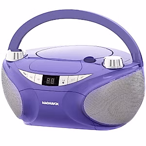 Magnavox MD6949 Portable Top Loading CD Boombox with AM/FM Stereo Radio and Bluetooth Wireless Technology in Black | CD-R/CD-RW Compatible | LED Display | (Purple)