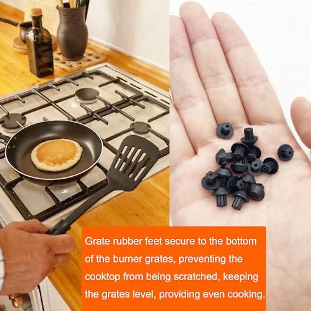 WB2K101 Rubber Feet Replacement for GE, Rubber Grate Feet for Kenmore Range Burner Grate, Gas Stove Top Cooktop Burner Grates Replaces WB02K0101 WB02T10461 AP2622260 PS241358 (16 Short Rubber Feet)