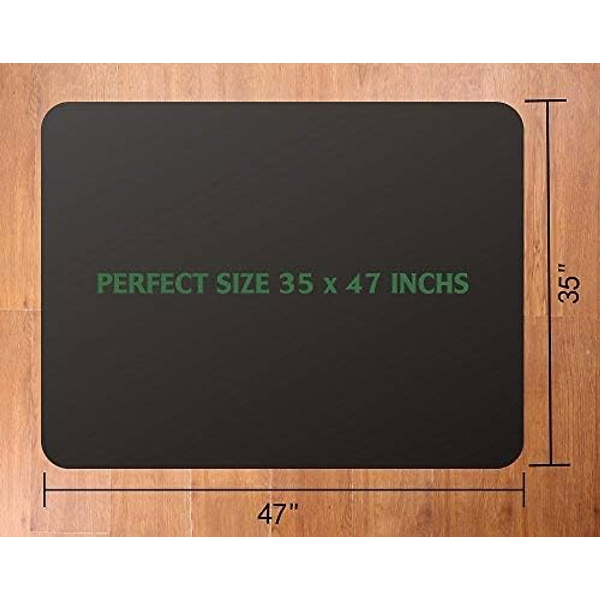 Office Rolling Chair Mat for Hardwood and Tile Floor, Black, Anti-Slip, Non-Curve, Chair Mat Best for Under the Computer Desk , 47 x 35 Rectangular Non-Toxic Plastic Protector, Not for Carpet