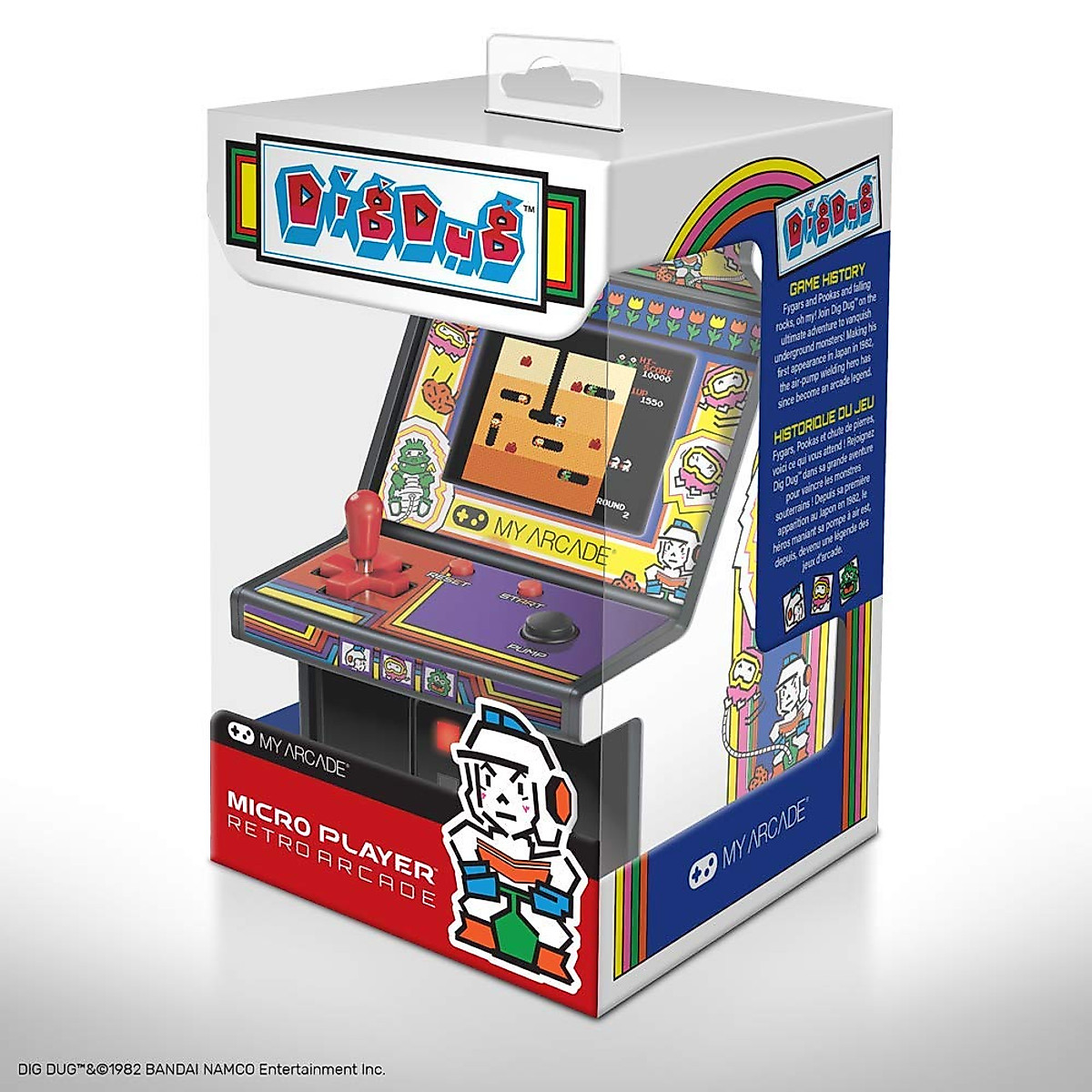 My Arcade Dig Dug Micro Player -Collectible Miniature-Fully Playable, 6.75 Inch Collectible, Color Display, Speaker, Volume Buttons, Headphone Jack (DGUNL 3221) - Electronic Games