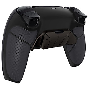 eXtremeRate Black Real Metal Buttons (RMB) Version RISE4 Remap Kit for PS5 Controller BDM-010 020 with Black Rubberized Grip Redesigned Back Shell, Upgrade Board and 4 Back Buttons for PS5 Controller