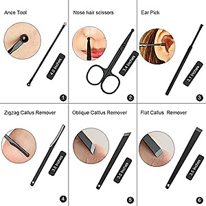 ZIZZON Manicure Set 18 in 1 Professional Pedicure Set Nail scissors Grooming Kit with Leather Travel Case (Black/Yellow)