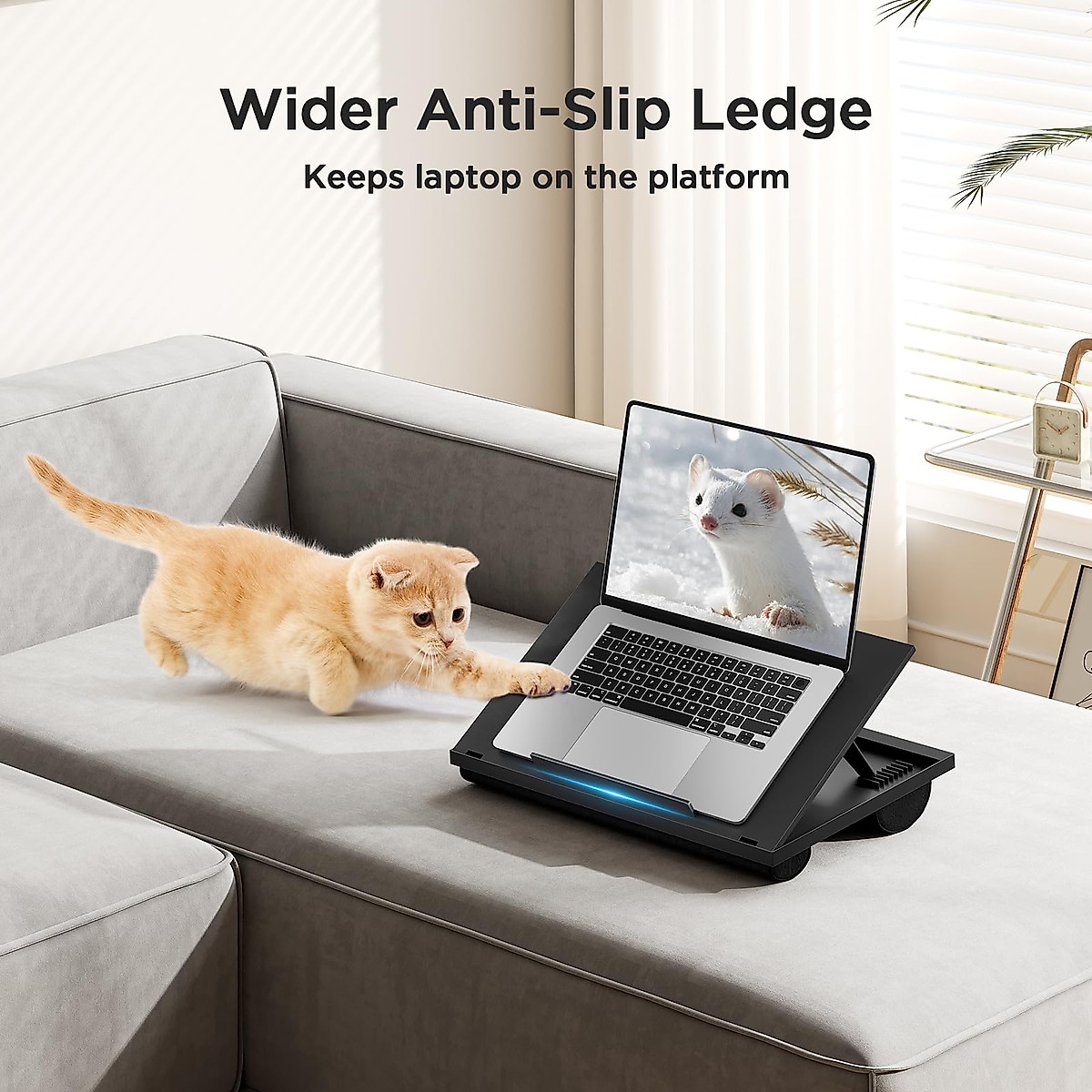 Adjustable Lap Desk - with 8 Adjustable Angles & Dual Cushions Laptop Stand for Car Laptop Desk, Work Table, Lap Writing Board & Drawing Desk on Sofa or Bed by HUANUO