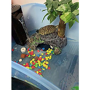 EmmaWu Turtle Filter Small Tank Filter Low Water Level Aquarium Filter Submersible Turtle Reptiles Amphibian Fish Shrimp Frog Crab Tank Filter (200L/H) (Black)