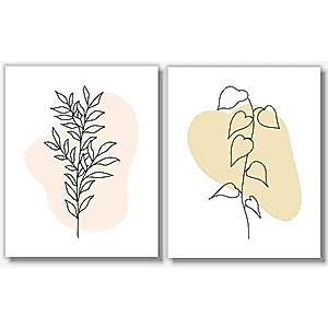 Line Art - Minimalist Decor - Floral Abstract Prints - Set of 6 (8x10) - Unframed