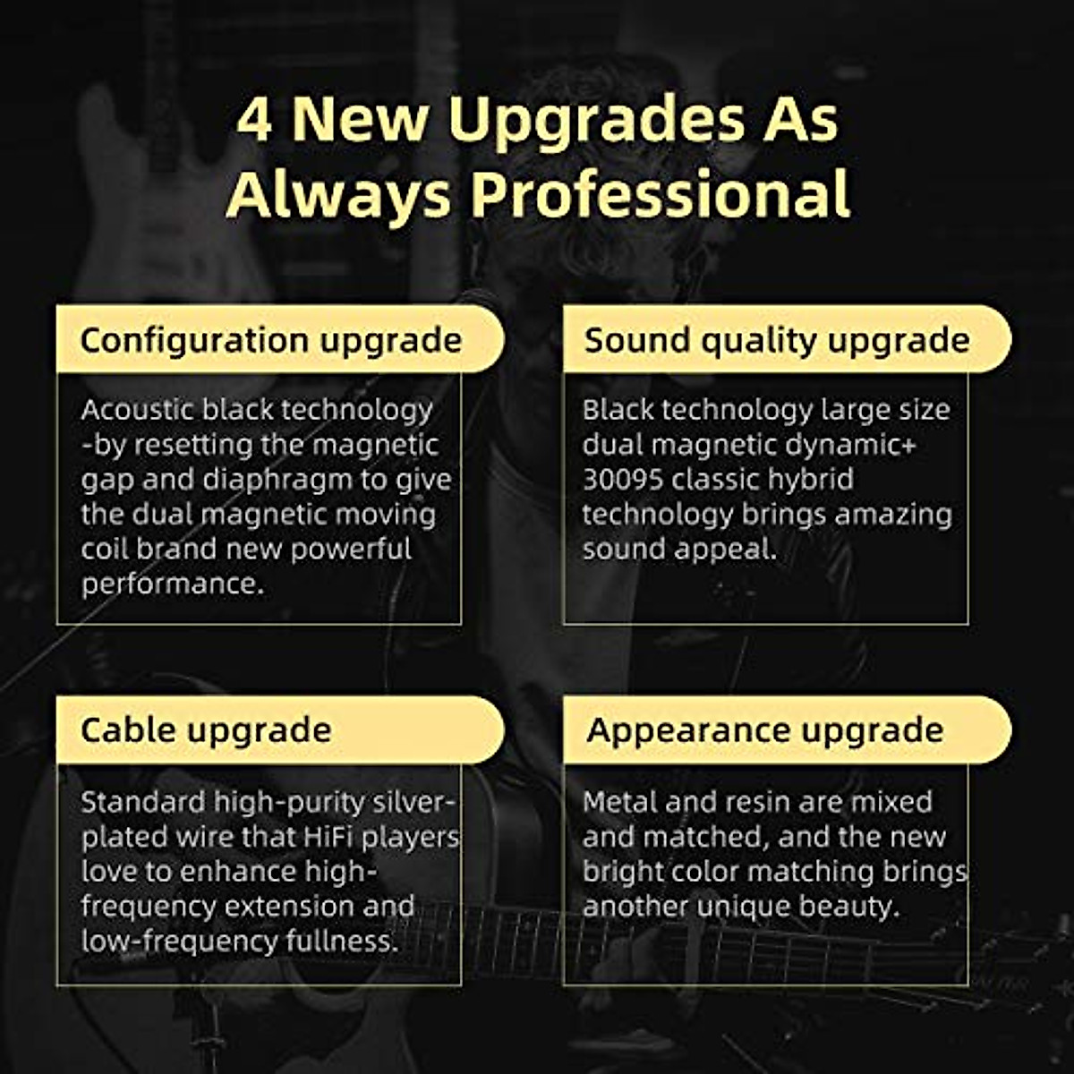 Earbuds Wired Headphone, KZ ZSN PRO X Dynamic Hybrid in Ear Monitor Noise Cancelling IEM HiFi Bass Clear Sound Earphone 3.5mm Jack with 2 Pin Detachable Cable for Sport Gaming Musicians (Gold)