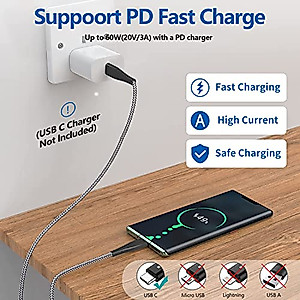 2Pack 10ft Long USB C to USB C Cable Charger Cord for Samsung Galaxy S23/S23 Plus/S23 Ultra/S22/S22+/S21 FE 5G/S20,Note 20 Ultra/10 A53,Google Pixel 6 7 Pro/4A 5G/5 4XL,60W(20V 3A)Fast Charge Charging