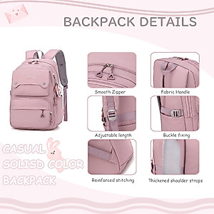 Kids Cute Bunny Casual Backpack Girls Elementary and Middle School Bag Teenage Travel Bag Waterproof Book Bag