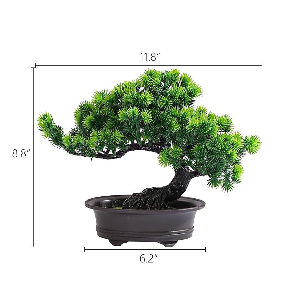 Artificial Bonsai Tree - Perfect for Decorating with Small Faux Plants - Indoor Silk Bonsai Replica with Pot - Zen-Inspired Design - 8.8 Inch Tall - Low Maintenance Greenery