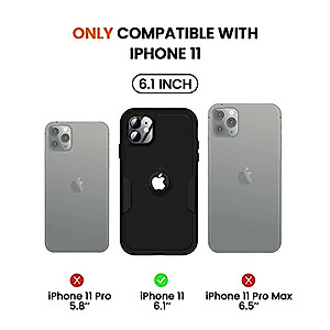 FireNova Design for iPhone 11 Case, with [Tempered Glass Screen Protector][Shockproof] [Dropproof],Protective Heavy-Duty 3 in 1 Tough Rugged Non-Slip Protective Phone Case Cover,6.1 Inch,Black