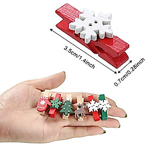 Boao Christmas Wood Clips Christmas Tree Photo Clips Elk Gloves Snowflake Clothespins DIY Photo Pegs for Home School Art Craft Decor (120 Pieces)