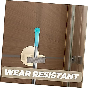 HOLIDYOYO 2pcs Mop Rack Bathroom Broom Mop Hook Bathroom Storage Rack Mop Holder Kitchen Hanging Hook Holder Wall Mounted Shelves for Storage Tableware Hook Utensil Adhesive Holder White