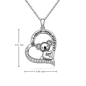 LOVGIFSET Sterling Silver Koala Necklace Cute Koala Bear Pendant Necklaces for Women Koala Gifts Bear Jewelry I Love You Forever