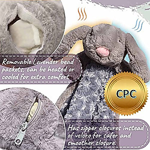Lovey Microwavable Stuffed Animal - Large lovies for Babies which are heatable Stuffed Animals, Lavender Stuffed Animals micowavable with Removable Lavender Packet, Calming Heating pad Stuffed Animal