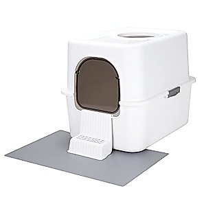 Sfozstra Cat Litter Box with Lid, Fully Enclosed Splash-Proof Litter Box,Top Entry Cat Litter Box, Easy to Assemble and Installation for Small Cats Under 8 IB (White, Small)