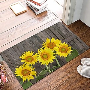 Door Mat for Bedroom Decor, Sunflower Floor Mats, Holiday Rugs for Living Room, Absorbent Non-Slip Bathroom Rugs Home Decor Kitchen Mat Area Rug 18x30 Inch