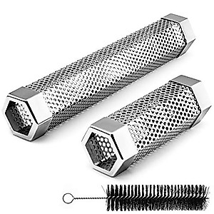 BEWAVE Pellet Smoker Tube for All Grill Electric Gas Charcoal or Smokers Hot/Cold Smoking, Free Tube Brush, 6&12 Inch