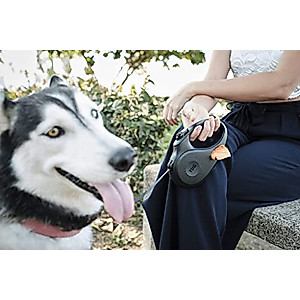 TUG Oval 360° Tangle-Free Retractable Dog Leash with Integrated Waste Bag Dispenser (Medium, Black)