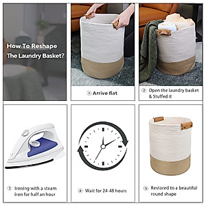 Cotton Rope Baskets for Storage, Large Woven Laundry Basket for Living Room, Decorative Nursery Hamper for Organizing Baby Toys,Clothes,Blanket,etc.