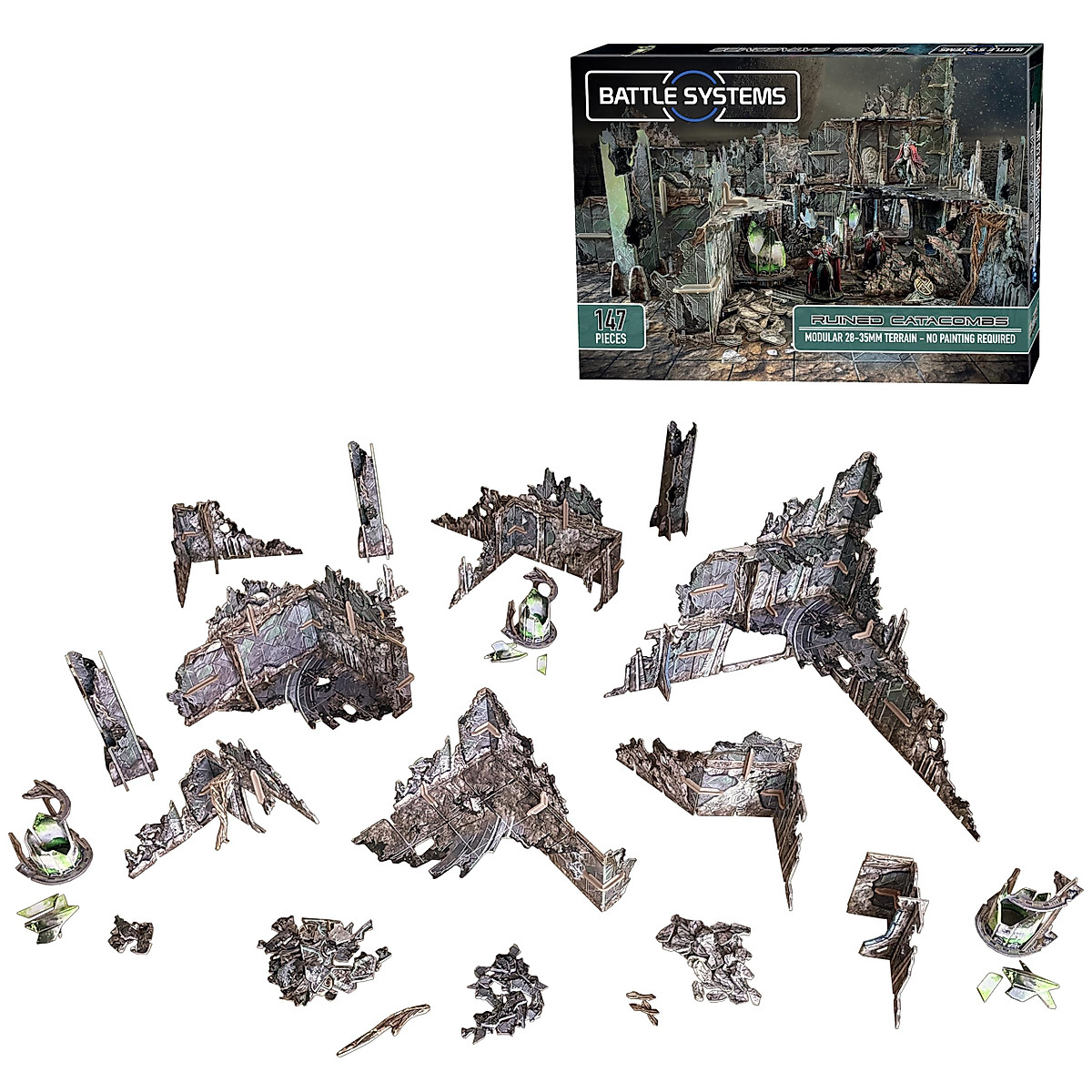 Battle Systems - Modular Tabletop 3D Gaming Sci-Fi Terrain - Perfect for 28mm-35mm Miniatures and Figures - No Painting Required - Science Fiction Aliens 40K Wargame - (Alien Catacombs)