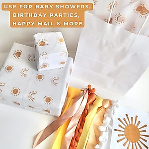 Lain & Lou Easter Tissue Paper for Packaging (25 Pack) Sunshine Boho Tissue Paper - Bulk Pastel Tissue Paper for Packaging Small Business - Boho Wrapping Paper - Orange Tissue Paper for Gift Bags
