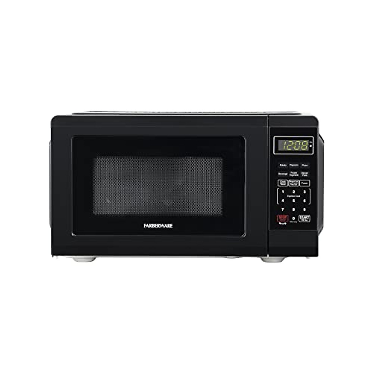 Farberware Compact Countertop Microwave Oven 0.7 Cu. Ft. 700-Watt with LED Lighting, Child Lock, Easy Clean Grey Interior, Retro Black