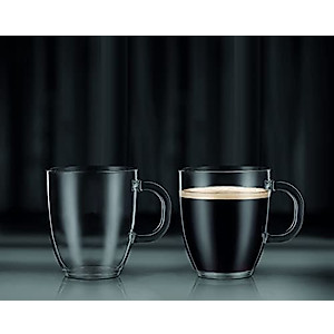 Bistro Coffee Mug Single-Wall Glasses, 12 Ounce (2-Pack), Clear