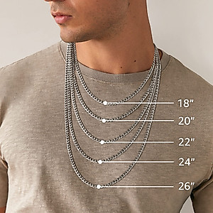 PAVOI Italian Solid 925 Sterling Silver, 22K Gold Plated, 5mm Italian Diamond-Cut Curb Link Chain Necklace for Men and Women, MADE IN ITALY (18, White Gold)