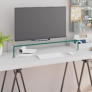TV Stand/Monitor Riser Glass Clear 31.5"x11.8"x5.1",Living Room TV Stand TV Furniture High Fidelity Cabinet Corner TV Media Console Stereo Cabinet with Storage Space Suitable for Bedroom,Living Room