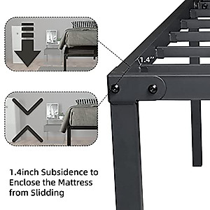LUKIROYAL King Bed Frames - King Bed Frame No Box Spring Needed - King Size Platform Bed Frame with Safety Rounded Corners, Easy Assembly Bed Fram, Noiseless Storage Space Under, Black